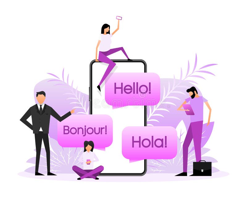 Chat People Hello. Flat Vector Illustration. Online Concept. Stock ...