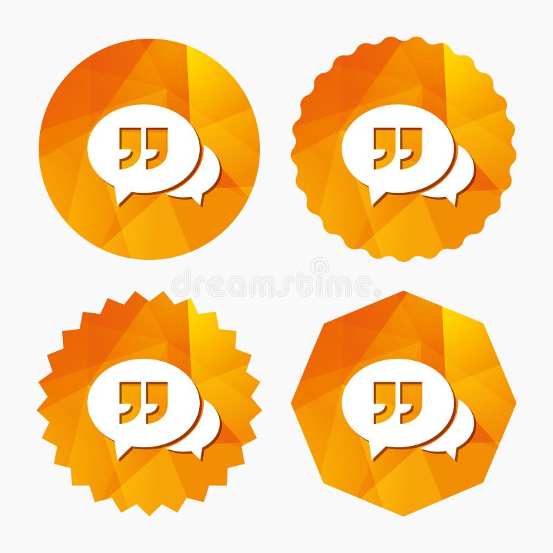 Chat Quote Sign Icon. Quotation Mark Symbol Stock Vector - Illustration ...