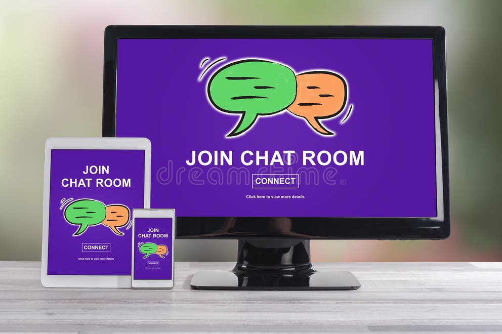Chat Room Concept on Different Devices Stock Image - Image of network ...