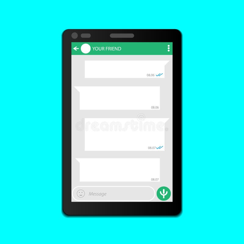 Chat Screen Display on Smartphone Design Template. Vector Illustration ...