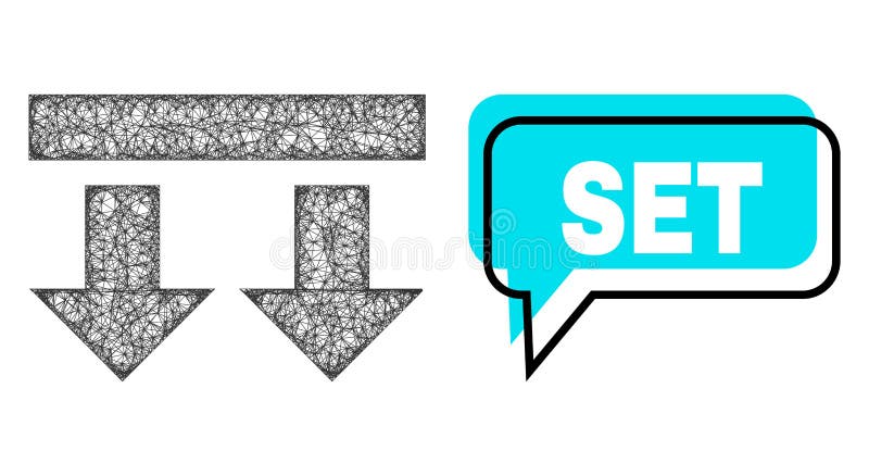 Misplaced Set Speech Bubble and Net Bring Down Icon Stock Vector ...