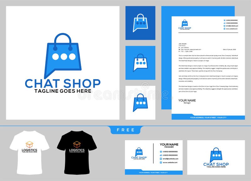 Chat Shop Logo Design Template and Business Card for Business Online ...