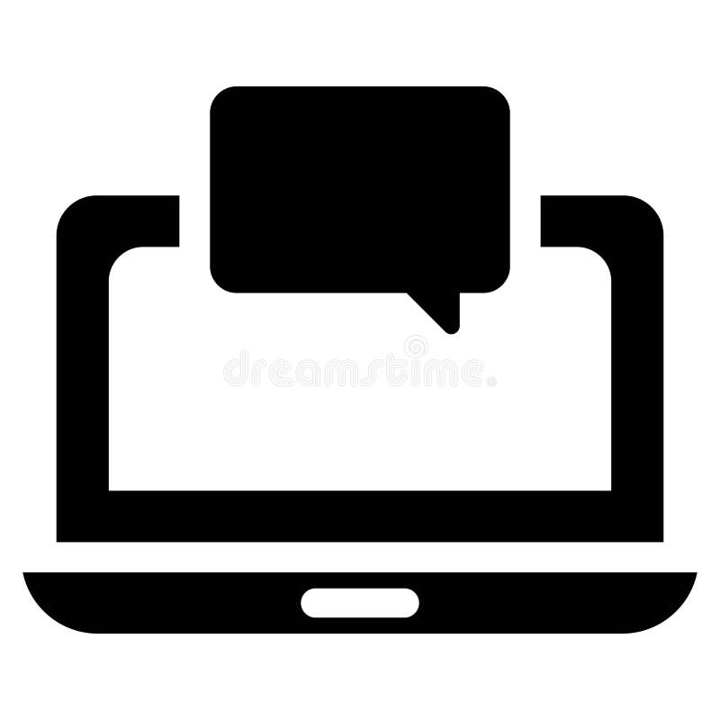 Chat Sign on Laptop Screen Illustration. Message, Chatting Icon in Line ...
