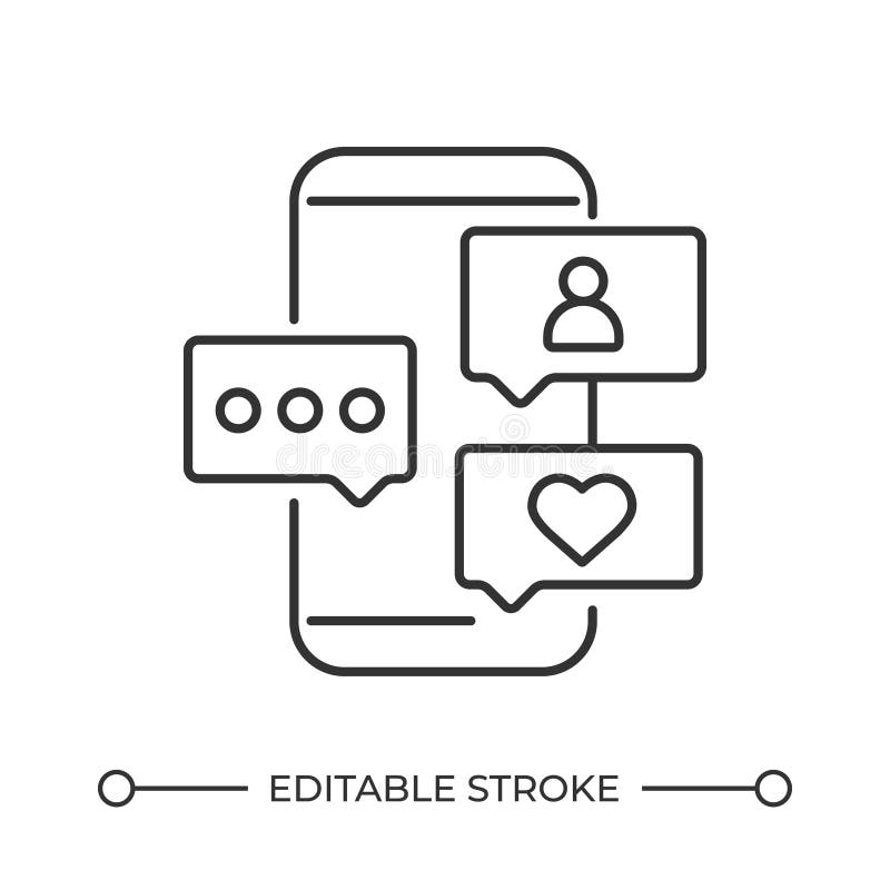 Chat on Smartphone Line Icon Stock Illustration - Illustration of ...