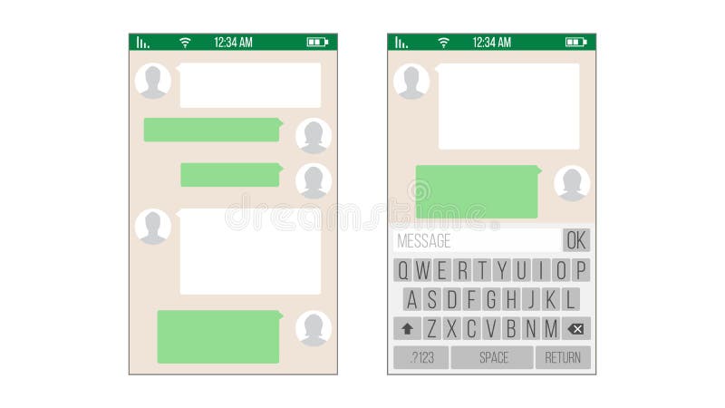 Chat, Sms Application Vector Template. Message Boxes. Modern Mobile ...