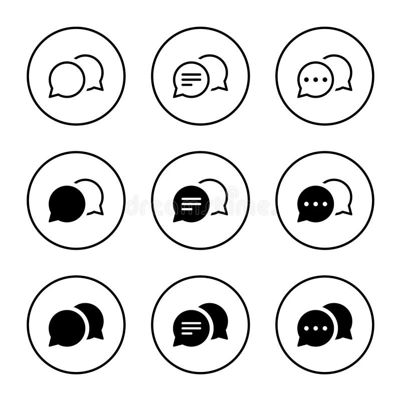 Chat, Speech Bubble Message Icon Vector in Circle Line Stock Vector ...