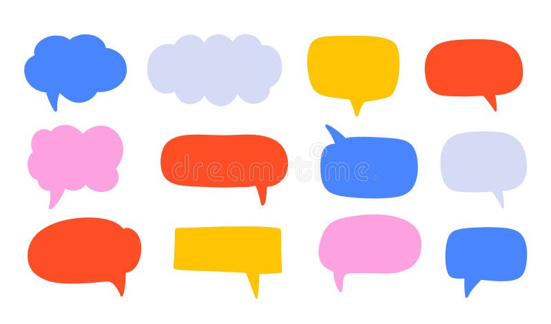 Chat Speech Bubble Message Text Cloud Shapes Set Stock Vector ...