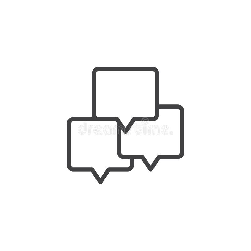 Chat Speech Bubbles Outline Icon Stock Vector - Illustration of blank ...