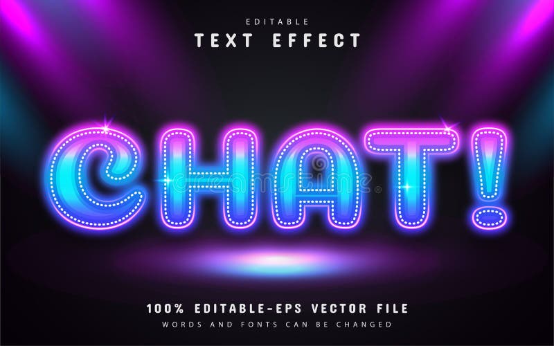 Chat Text, Neon Style Text Effect Editable Stock Vector - Illustration ...