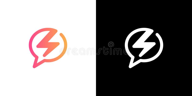 Chat Thunderbolt Logo, Talk Lightning Logo, Quick Flash Chat Logo, Icon ...