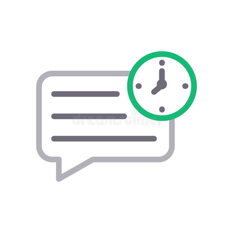 Chat Time Icon with Outline Style Stock Vector - Illustration of print ...