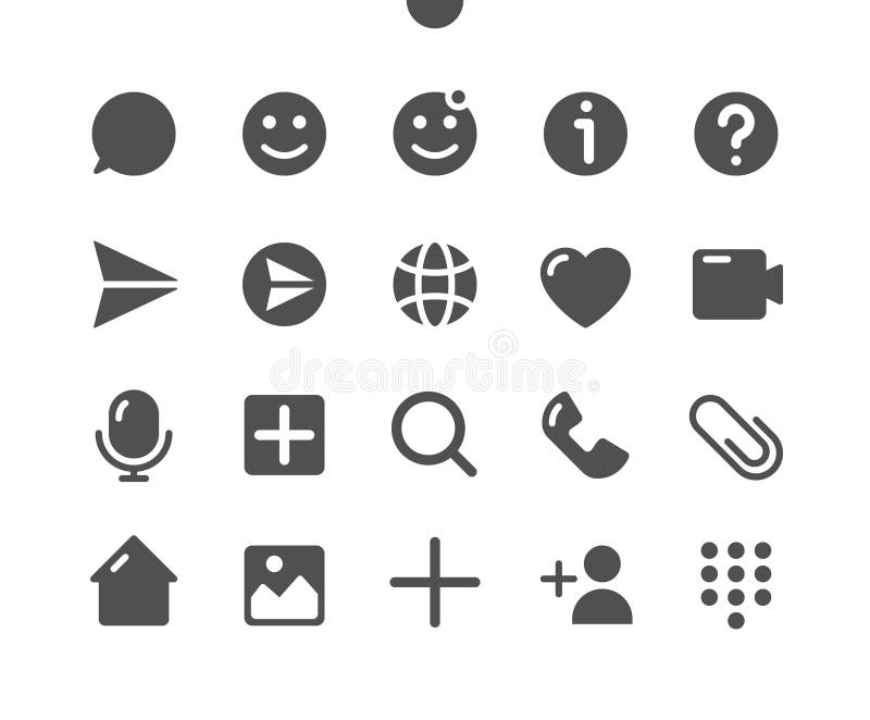 Chat UI Pixel Perfect Well-crafted Vector Solid Icons Stock Vector ...