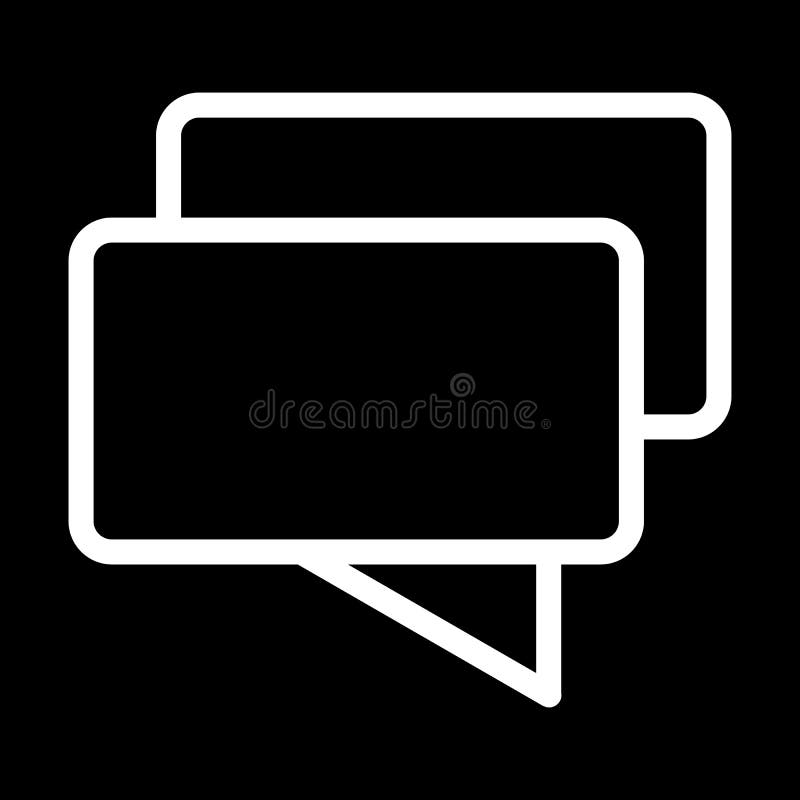 Chat Vector Icon. Black and White Message Illustration. Outline Linear ...