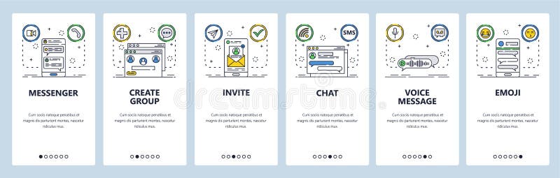 Chat Website and Mobile App Onboarding Screens Vector Template Stock ...
