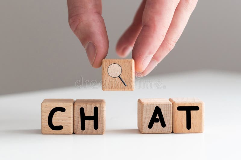 CHAT Word Written in Wooden Cube Stock Photo - Image of blog ...