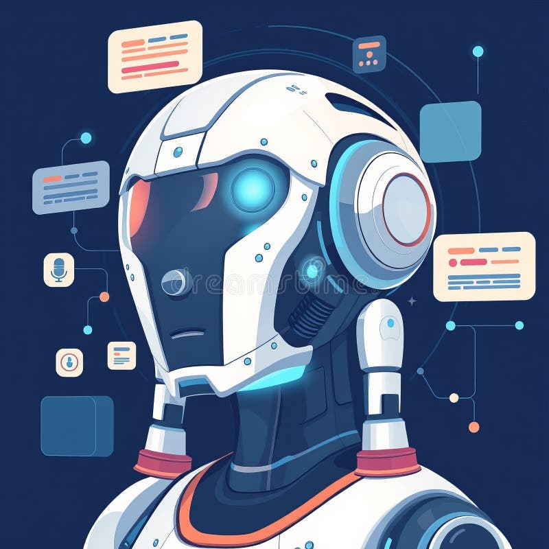 Artificial Intelligence (AI) System Concept Illustration (chatgpt) for a Humanoid Cyborg Robot ...