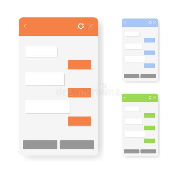 Chatbot App Mobile Helper. Dialoge Windows Flat Design Concept. Social ...