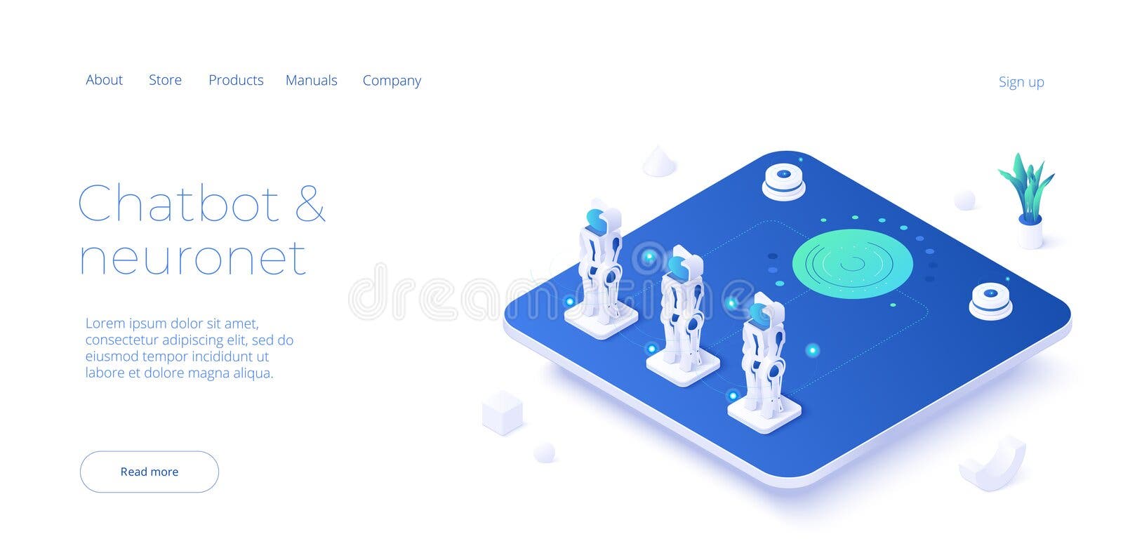 Artificial Intelligence or Neural Network Concept in Isometric Vector ...