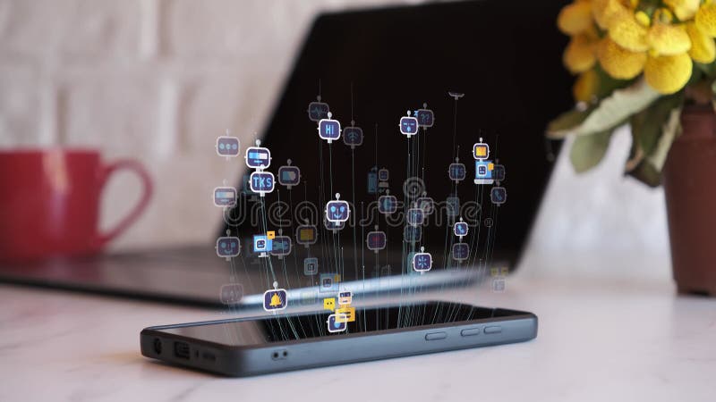 Chatbot Artificial Intelligence. Textual Model of Communication Stock Footage - Video of network ...