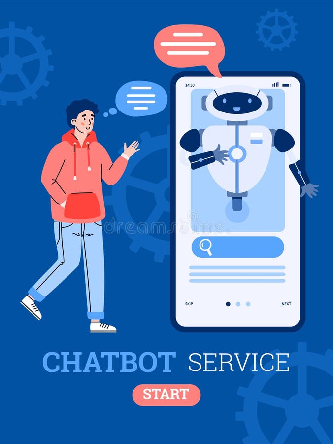 Chatbot Assistance and Artificial Intelligence, Cartoon Vector ...