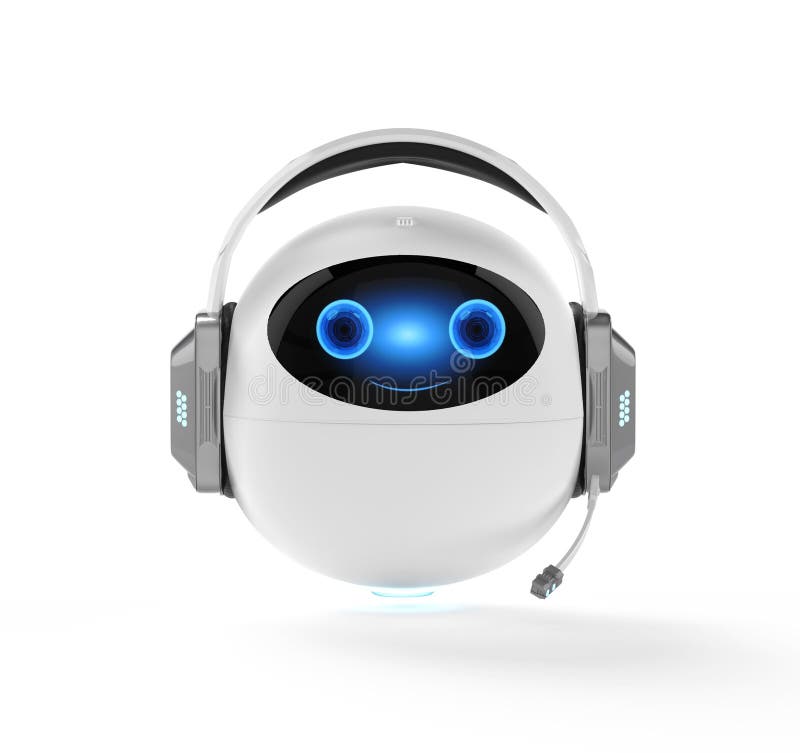 Chatbot or Assistant Robot Chat with Headphone Stock Illustration ...