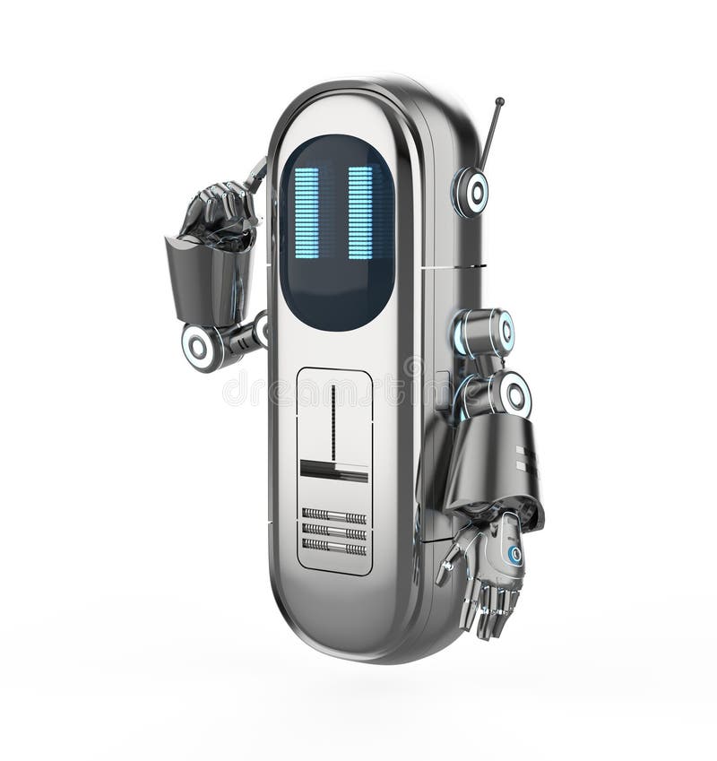 Chatbot or Assistant Robot Chat with Headphone Finger Point Stock ...