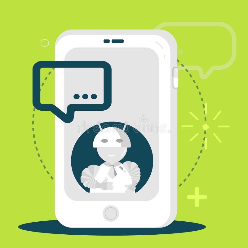 Chatbot Business Mobile Application Concept. Chating Flat Bot in Modern ...