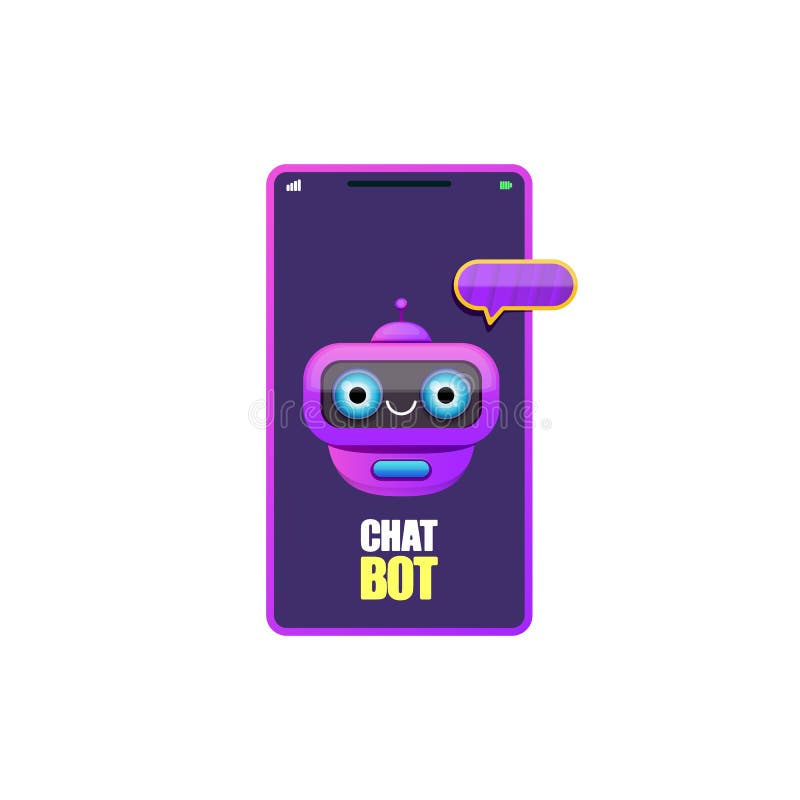 Cute Chatbot Character or Smart Phone Intelligent Assistant Isolated on ...