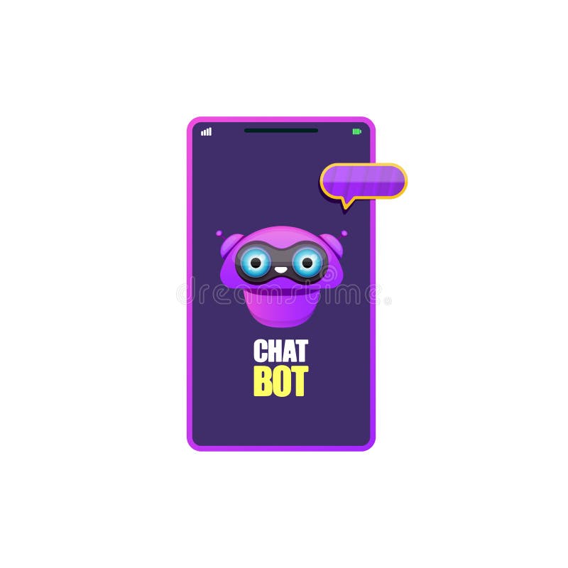 Cute Chatbot Character or Smart Phone Intelligent Assistant Isolated on ...