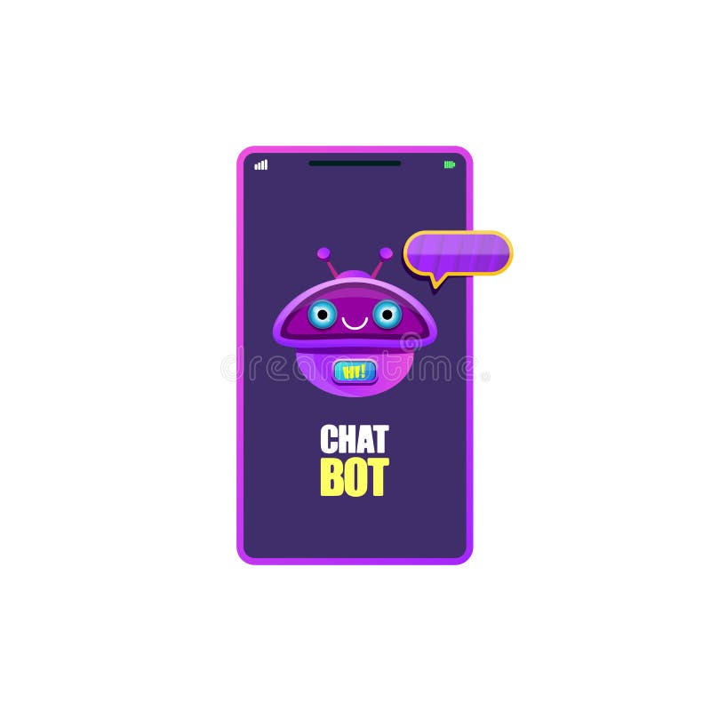 Cute Chatbot Character or Smart Phone Intelligent Assistant Isolated on ...