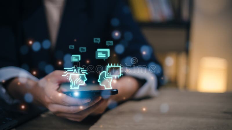 Chatbot Chat with AI, Artificial Intelligence. Man Using Technology Smart Robot AI, Artificial ...