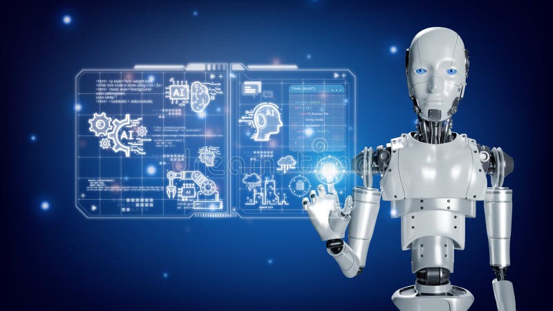 Artificial Intelligence Mechanical Robot Hand Unity Holding the Earth ...