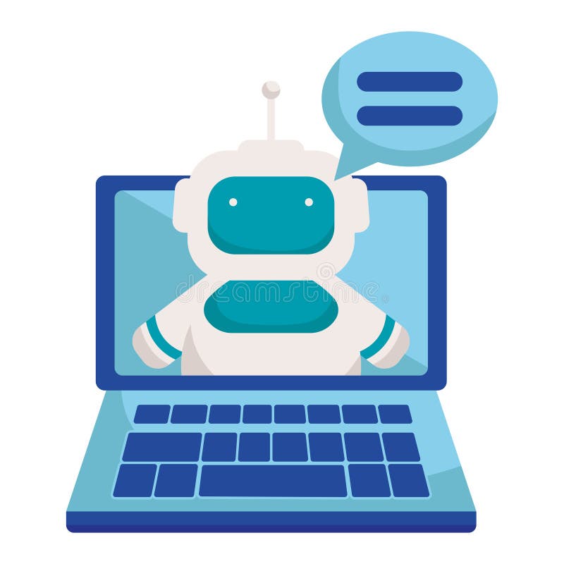 Chatbot in computer stock vector. Illustration of robot - 310878374