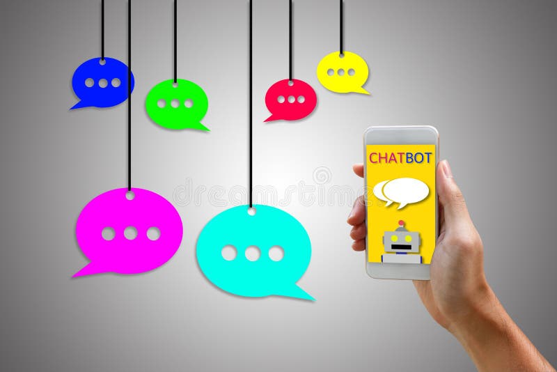 Chatbot Concept. Man Holding Smartphone and Using Chatting. Stock Image ...
