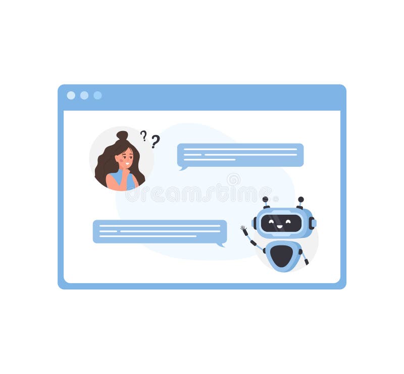 Chatbot Concept. Woman Chatting with Robot. AI Business Assistant ...