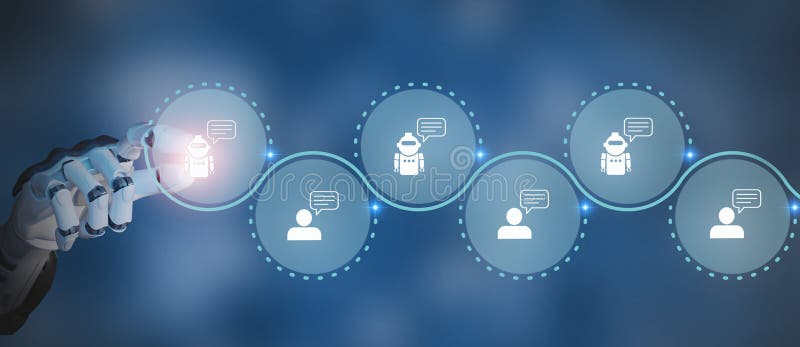 Chatbot Conversation Assistant Concept. Robot Hand Interface, Chatbot ...