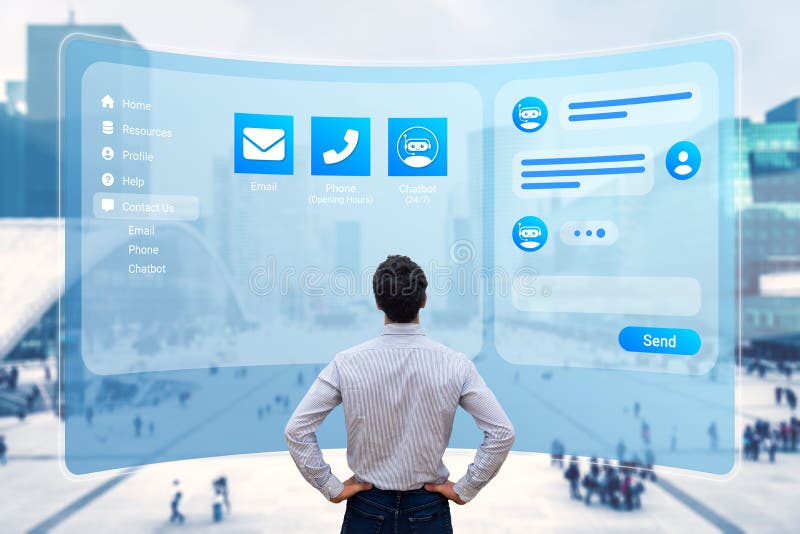 Chatbot Conversation. Person Using Online Customer Service with Chat ...