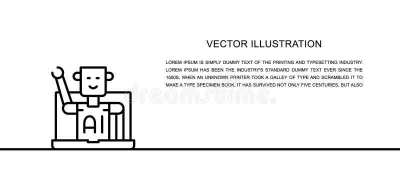 Chatbot, Customer Service Robot, Artificial Intelligence One Line Icon ...