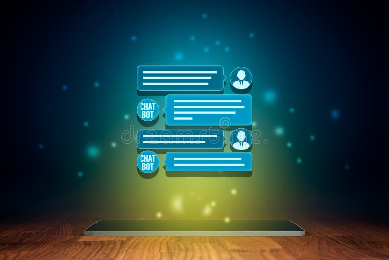 Chatbot on Digital Tablet Artificial Intelligence Communication Stock ...