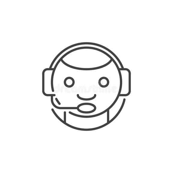 Chatbot with Headset Vector Chat Bot Concept Thin Line Icon Stock ...