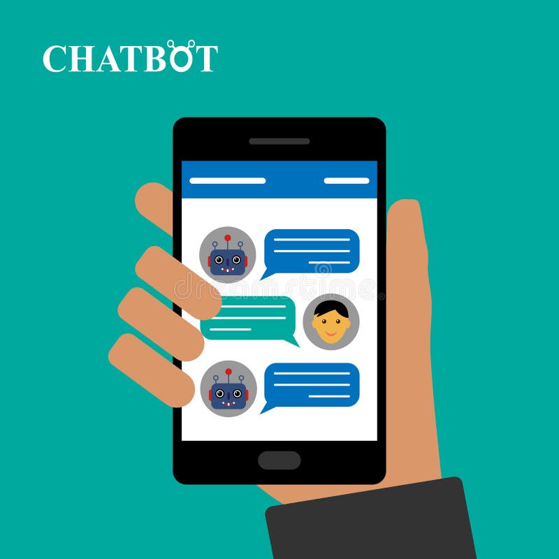 Chatbot and Human Conversation Stock Illustration - Illustration of ...