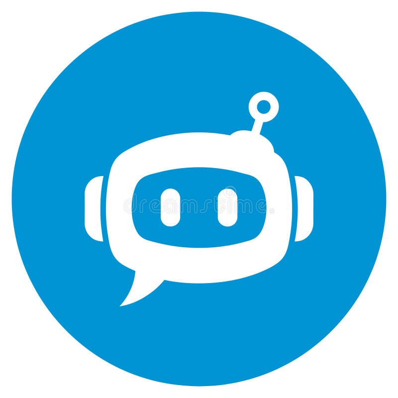 Chatbot Icon on Blue Background Stock Vector - Illustration of ...