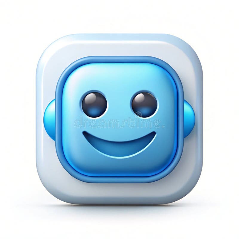 Chatbot Icon with Smiling Face and Sleek Design Stock Illustration ...