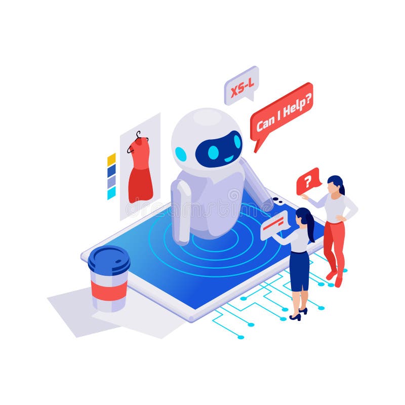 Chatbot Isometric Illustration Stock Vector - Illustration of advice ...