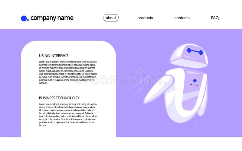 Landing Page Design Template, Mobile App Interface. Chat Bot and ...