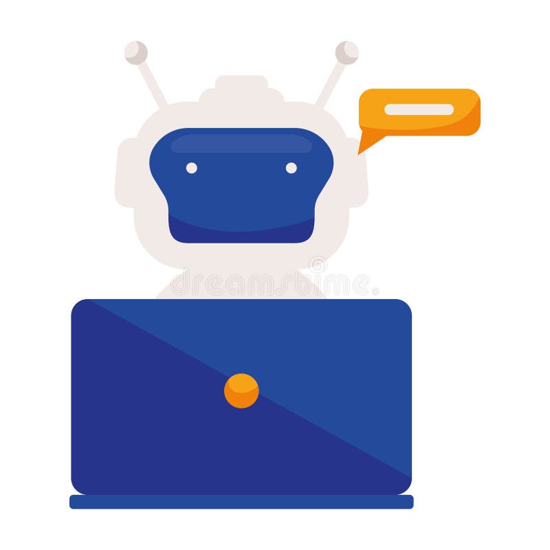 Chatbot in laptop stock vector. Illustration of assistance - 310877554