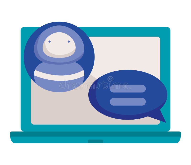 Chatbot with laptop stock vector. Illustration of assistant - 310877860