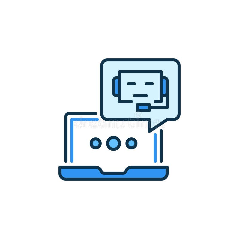Chatbot and Laptop Computer Vector Online Support Service Colored Icon ...