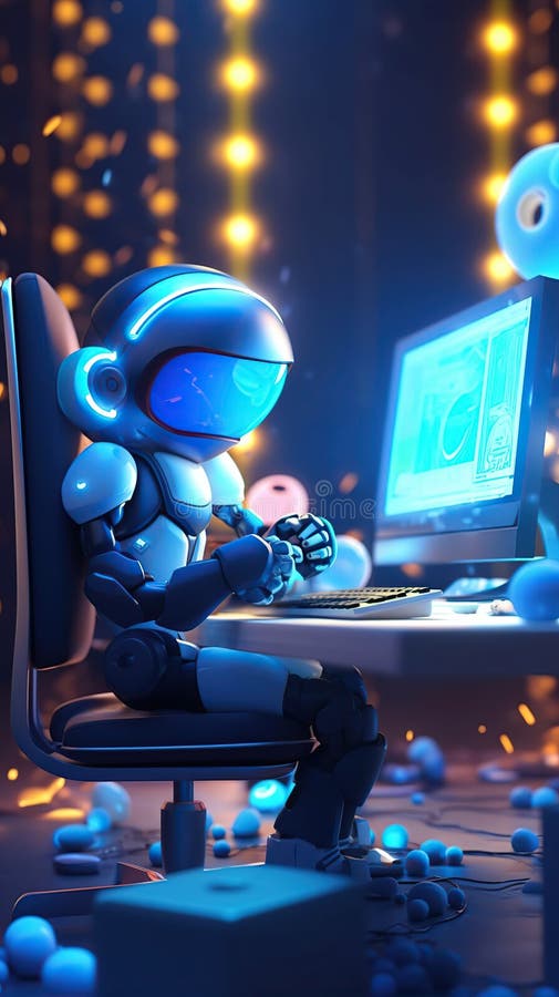 Chatbot Learning and Answering Questions, 3D Render Style. AI Generated ...