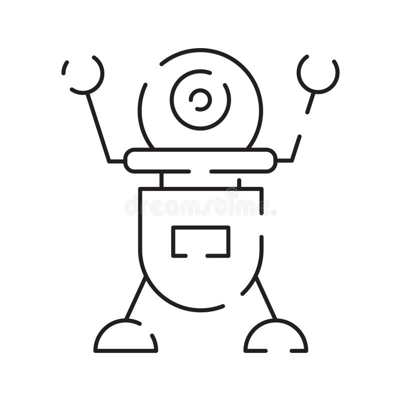 Chatbot Line Icon. Humanoid Robot. Personal Voice Assistance. Smart ...